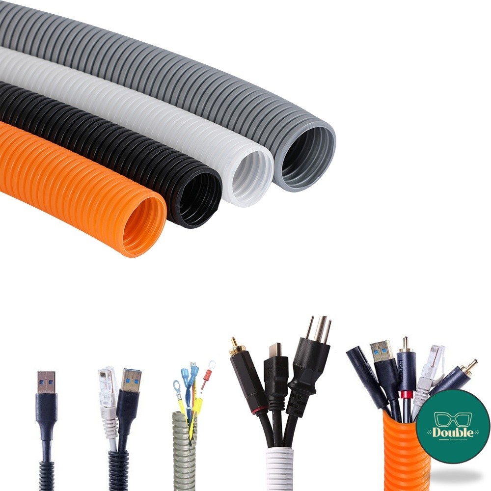 DG 3 Meters Split Loom Tubing Wire Conduit, Black Corrugated Wire Tube ...