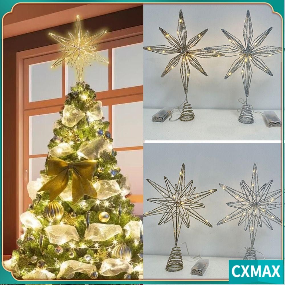 CVMAX Christmas Tree Topper, Star Iron Glitter Christmas Tree Decoration, Xmas Decoration Party ...