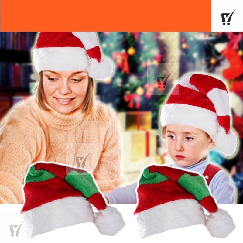 MCT Multi-style Merry Christmas Stripe Thicken Plush Santa Hat/ Classic ...