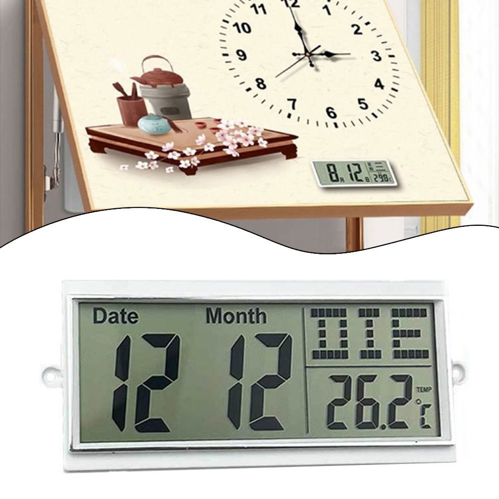 (MULSTORE) LCD Digital Wall Clock with Perpetual Calendar Temperature ...