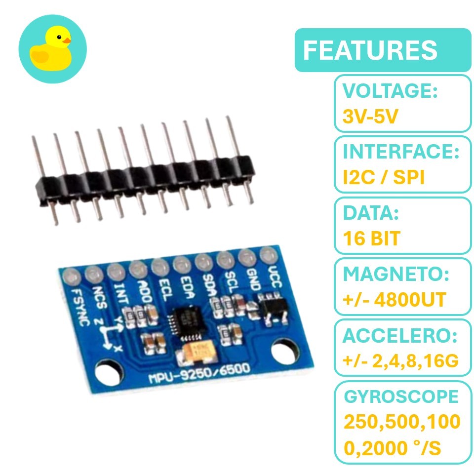 MPU9250 9DOF 9 Axis Accelerometer Gyroscope Compass Magnetometer Sensor ...