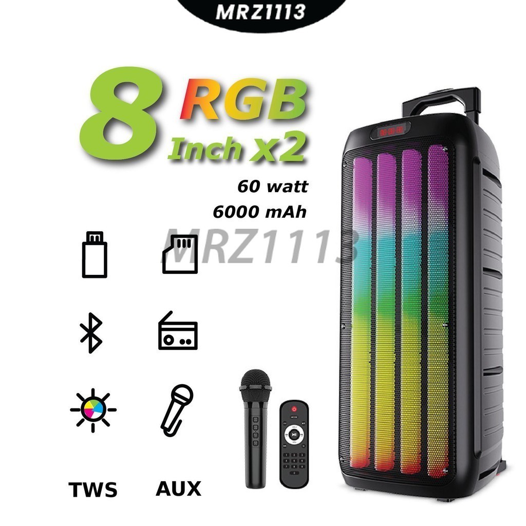 SING-E ZQS-8232 8 inchx2 60W High Power Full RGB Light Super Bass ...