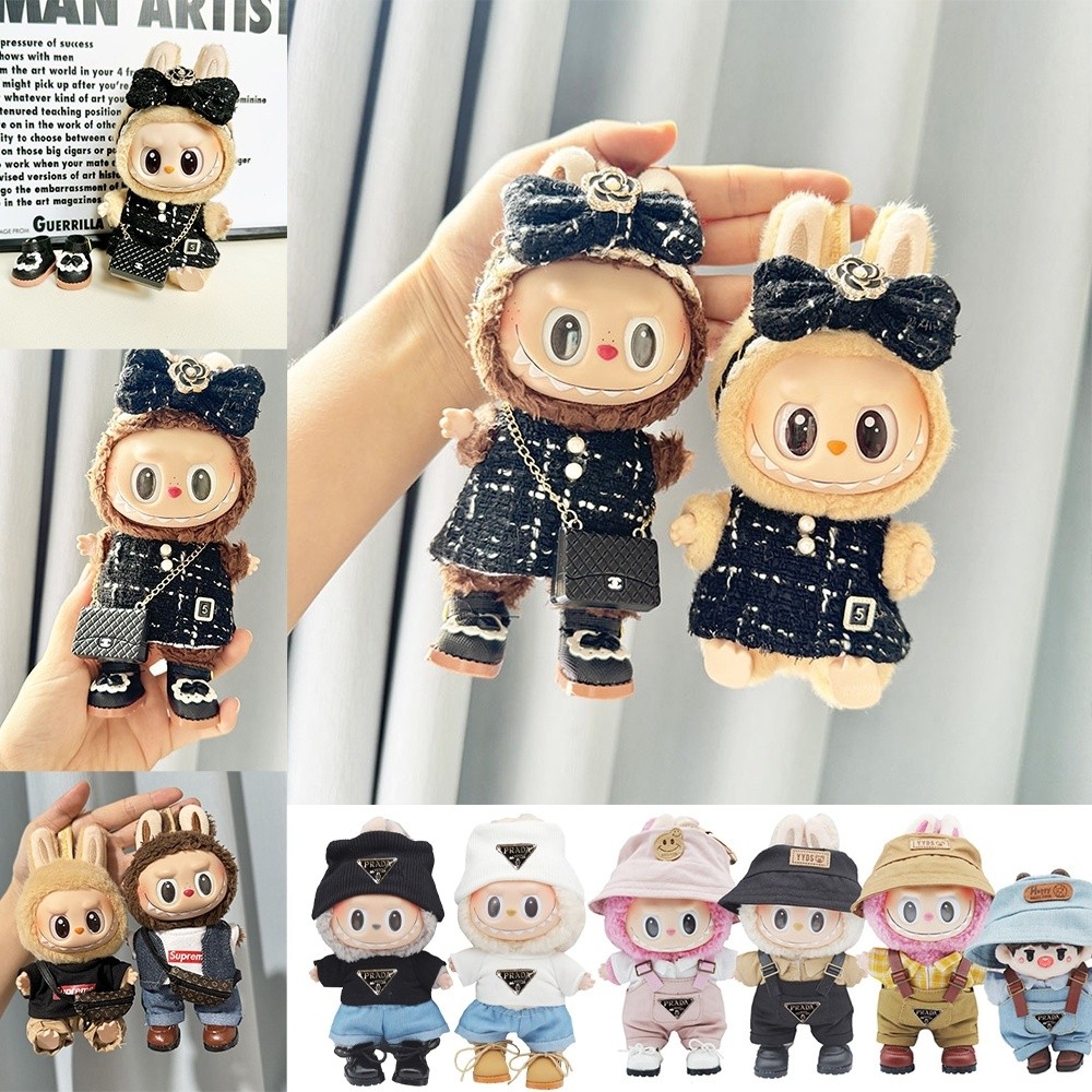 Labubu macaron clothes set Labubu black fragrant camellia + C bag ...