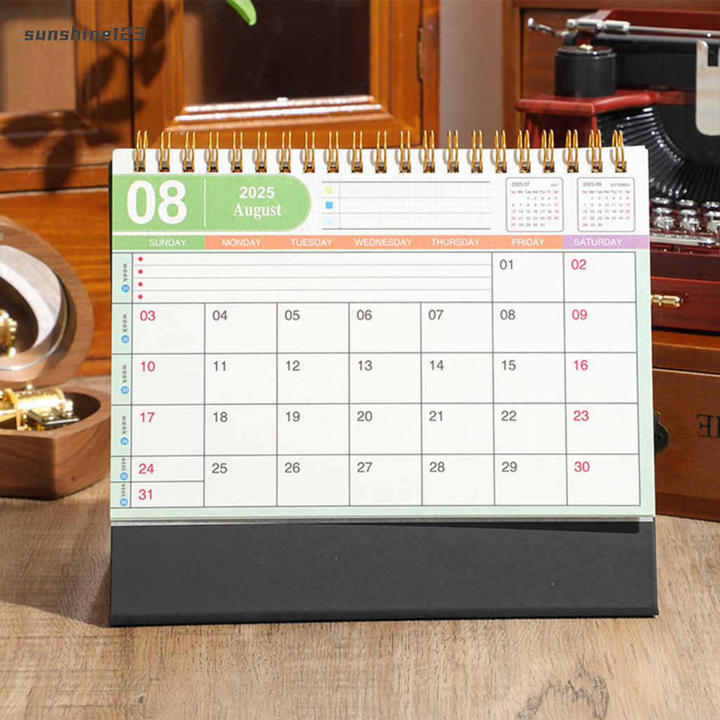 Colorful Monthly Calendar Folding Desk Calendar 2025 Small Standing ...