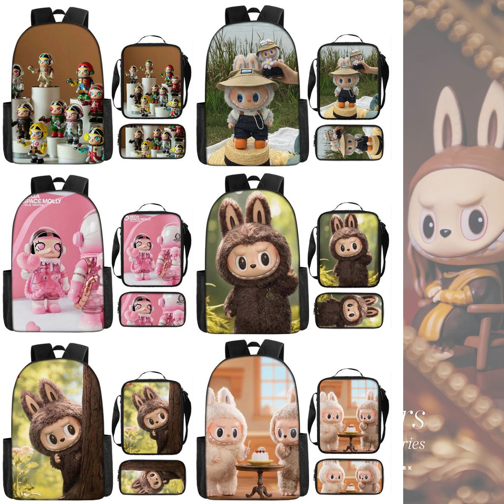 现货 LABUBU Bagpack Perempuan Beg Sekolah Lelaki Waterproof Sling Bag ...