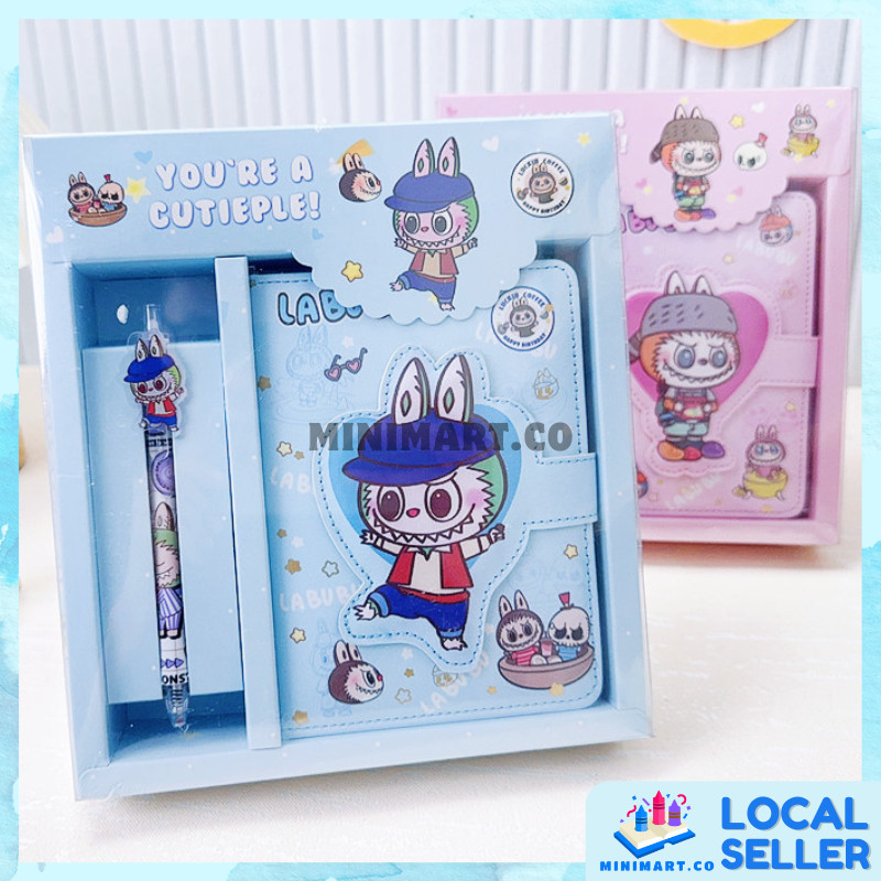 100PAGES Labubu Notebooks Gift Set with Pen Hard Cover Magnetic Note ...