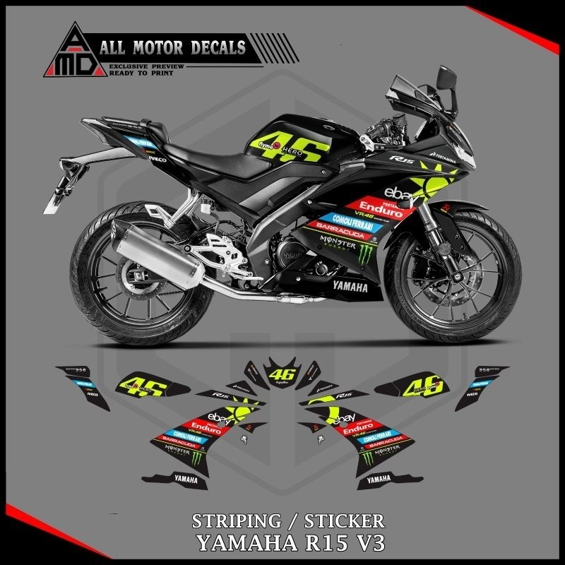 Striping Yamaha R15 V3 Livery Pertamina Enduro / Motorcycle Sticker R15 ...