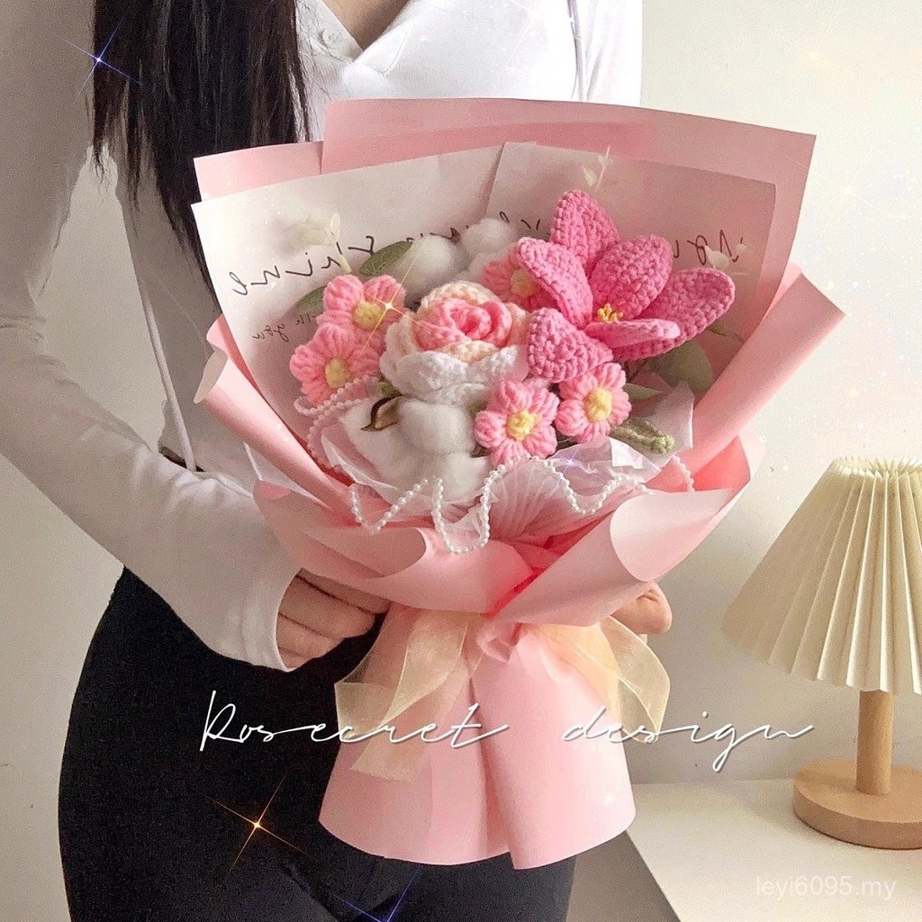 Tenunan tangan rose tulip rajutan barang jadi jambak bunga hadiah hari ...