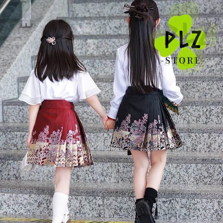 女童汉服 Children Hanfu Horse Face Skirt Summer Thin Chinese Style Princess ...