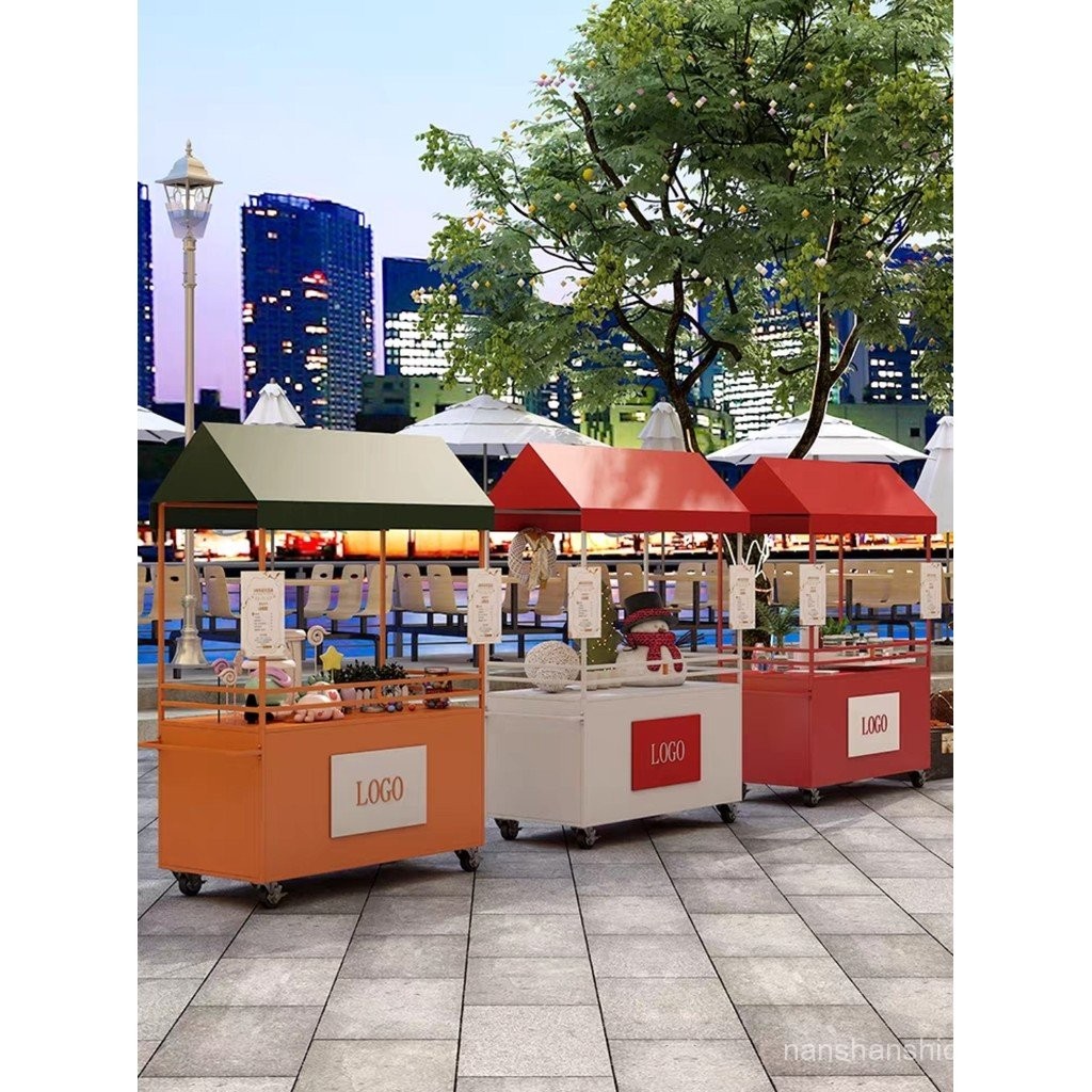 Wrought Iron Stall Small Trolley Mobile Stall Snack Truck Display Stand ...