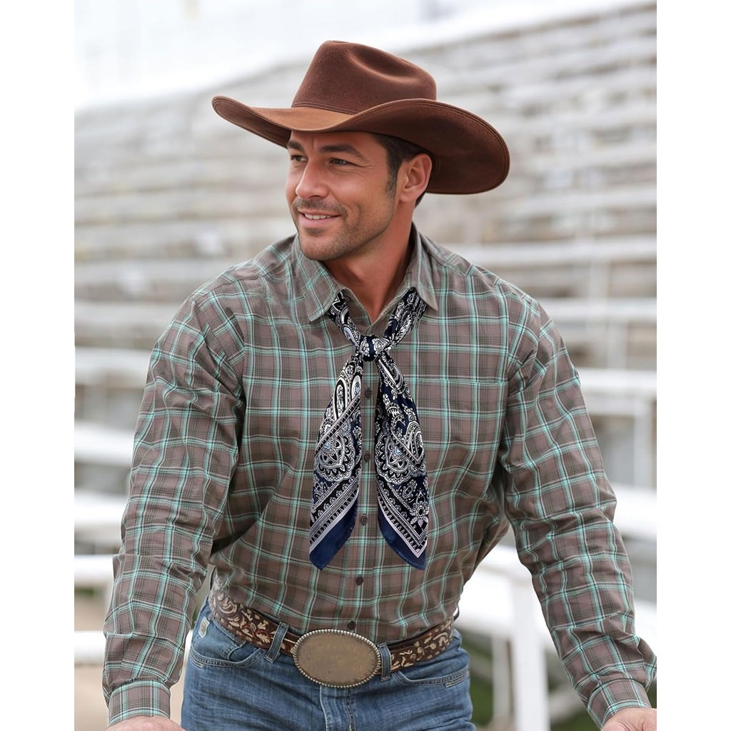 35 Inch Wild Rag Cowboy Scarves for Men Large Rancher Neckerchief Silk ...