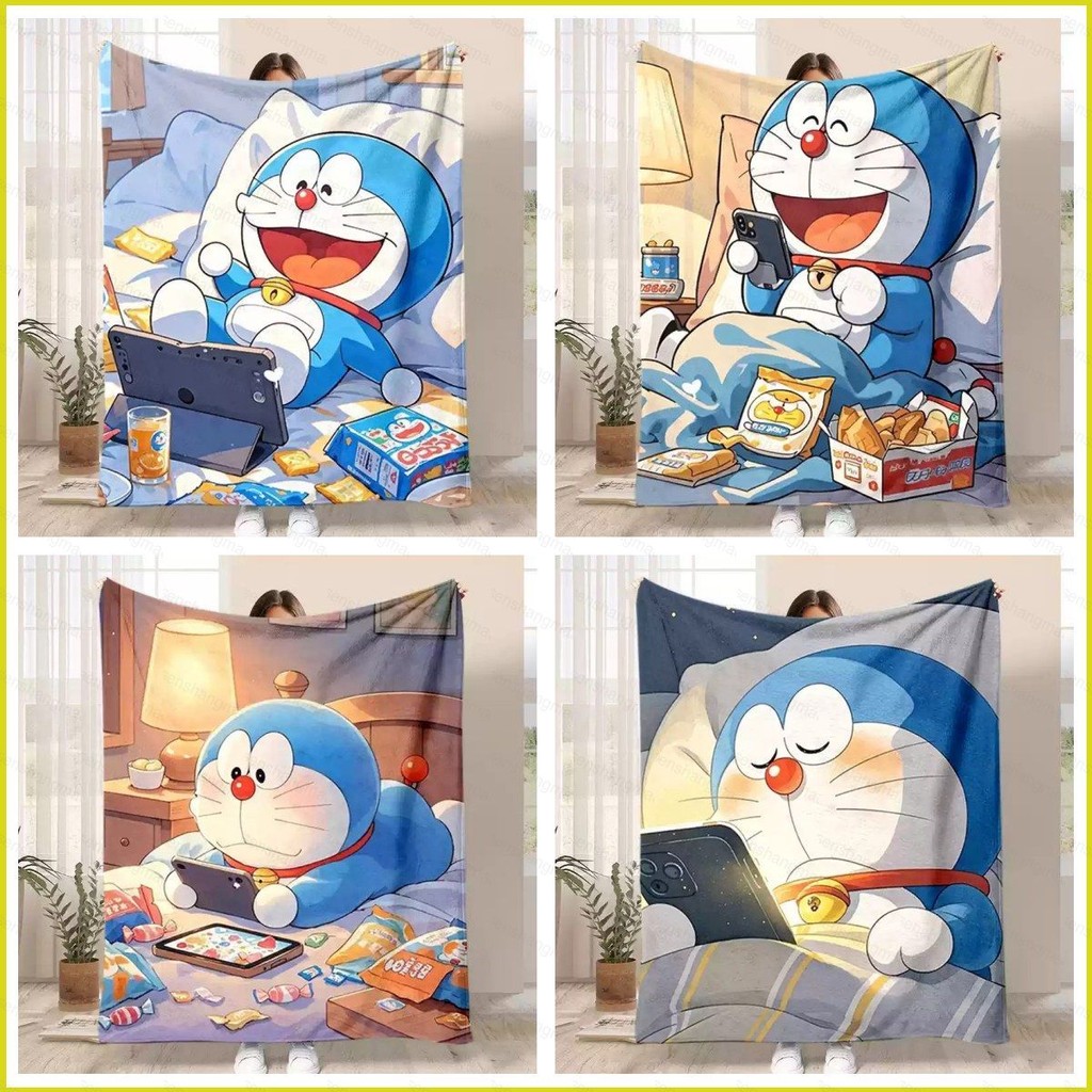 PS1 Doraemon Anime Blanket Home Children Bedroom Office Napping Warm ...