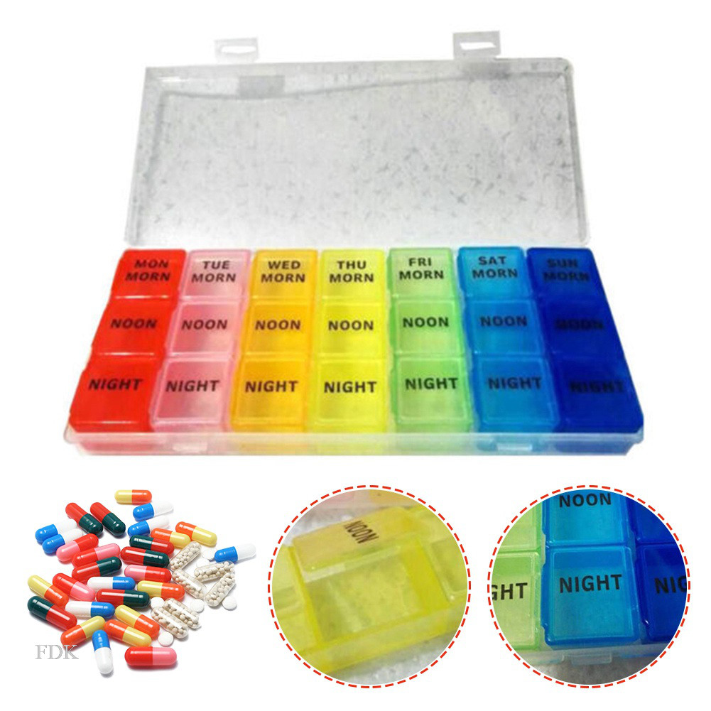 FDK Medication Storage Box 7 Days Pill Medicine Box 21 Grid Tablet Pill ...