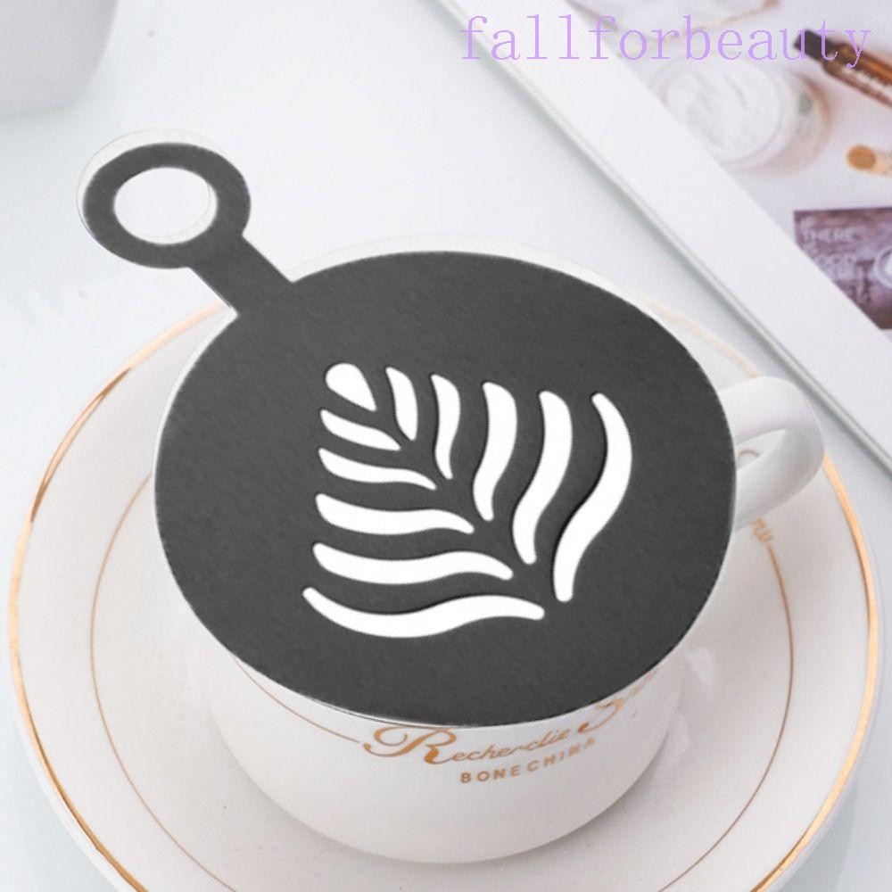 FALLFORBEAUTY 4pcs Latte Coffee Stencil, Stainless Steel Gold/black ...