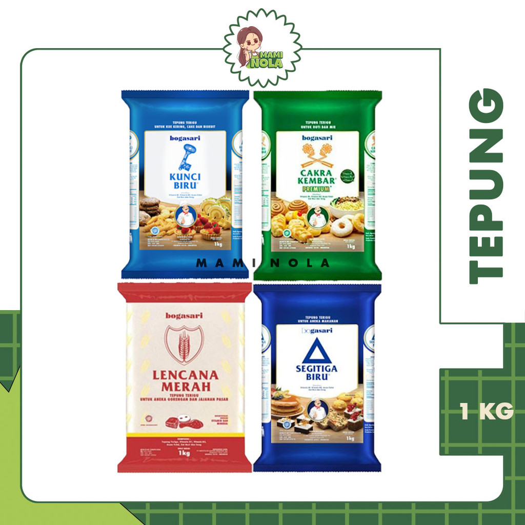 Bogasari Triangle Wheat Flour | Badge | Cakra | Premium Blue Key 1 Kg ...