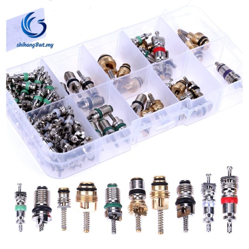 104Pcs Car Air Conditioner Valve Cores Assortment A/C AC Shrader Valve ...