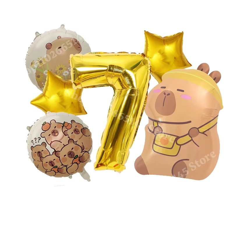 Capybara Cartoon Birthday Party Aluminum Foil Balloon Set Cute Balloon ...