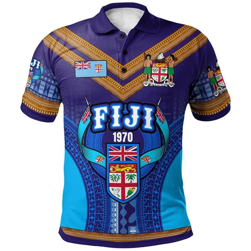 Summer Vintage 3D Printed FijiRugby Fiji Pride Polo Shirt Happy Fiji ...