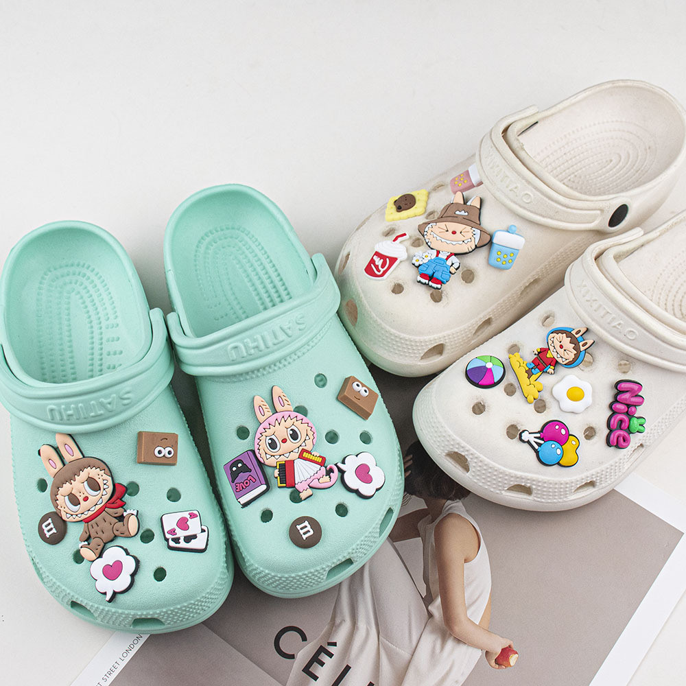 Cartoon Popmart Labubu Jibbitz Set Labubu Macaron Jibits Crocs Charm ...