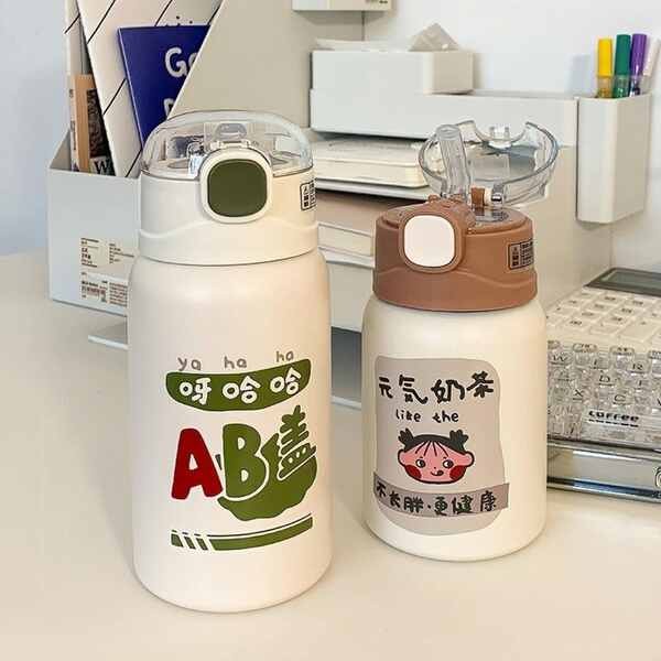 botol air budak sekolah botol air viral Cawan air dengan penutup AD susu kalsium 304 keluli ...