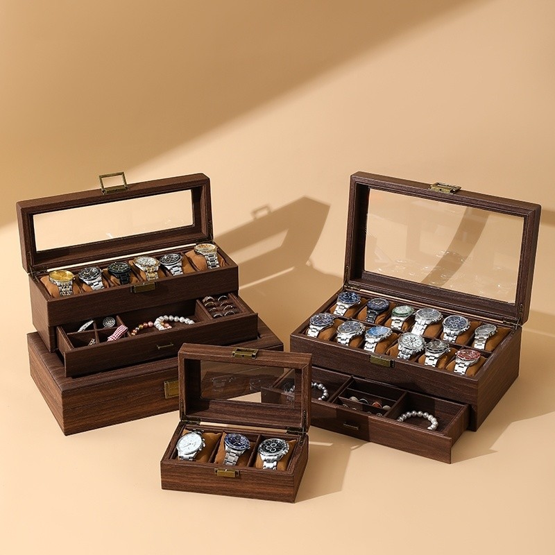 Yayi Black Walnut Wood Grain Watch Storage Box Multi-Bit Watch ...