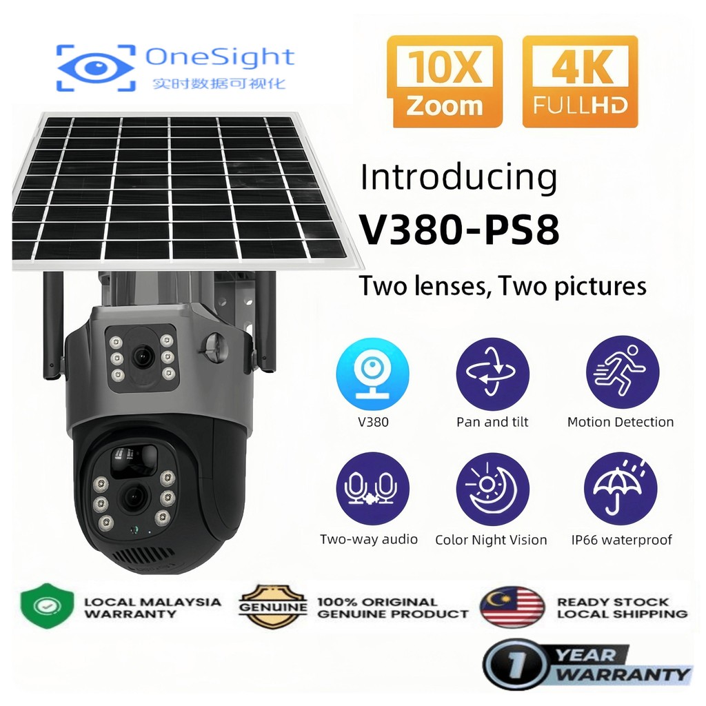 AOSEN V380 Pro 8MP 4K 4G SIM Card CCTV Camera Outdoor IP66 Waterproof 10X Digital Zoom Wireless ...