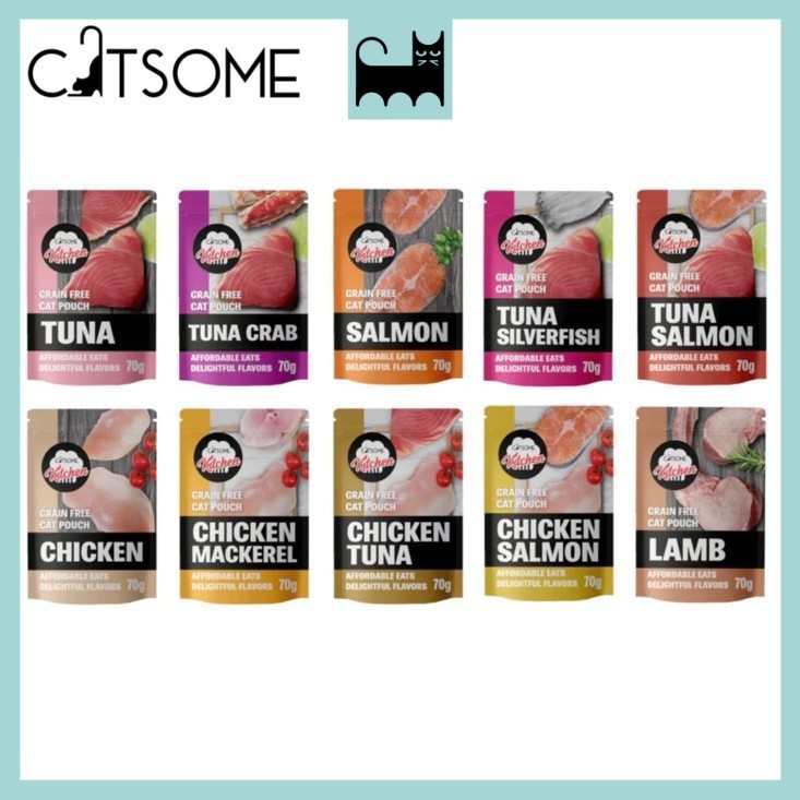 [Pack in Box] Catsome KITCHEN Cat Wet Food Pouch (70g) Complete ...