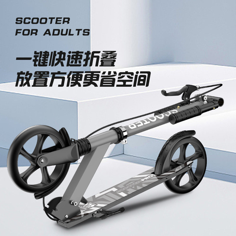 Adult Scooter Adult Youth Big Wheel Two Wheel Campus Running Foldable ...