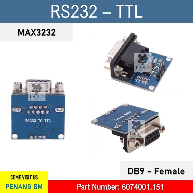 RS232 to TTL Breakout Board, TI, MAX3232, DB9 (F) | Shopee Malaysia