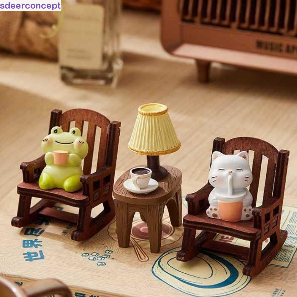 SDEERCONCEPT Rocking Chair Frog Models, Pig Figurine Milk Tea Cat ...