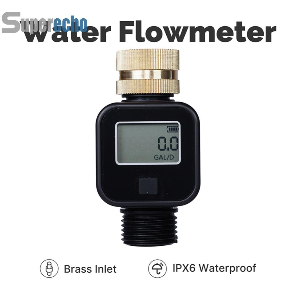Digital Water Flow Meter with Brass Inlet IPX6 Waterproof for Hose ...