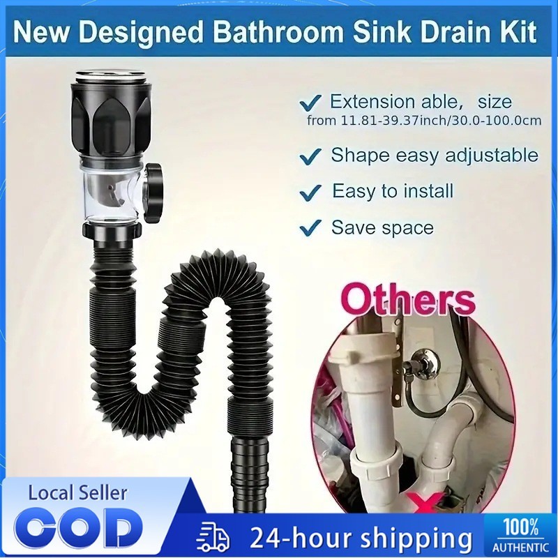 kitchen Anti Odor Drain Hose Bathroom Restroom Vanity Draining Sink ...