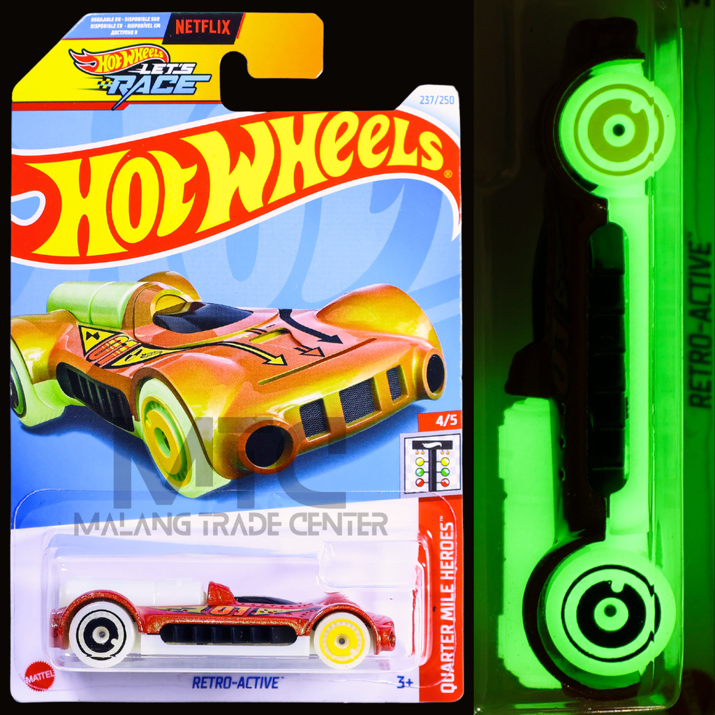 Hot Wheels Retro Active Glow In The Dark Q 2024 | Shopee Malaysia
