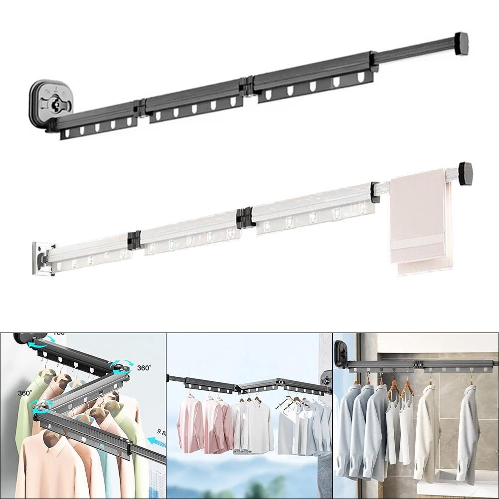 【SMELL】Compact Folding Clothes Hanger Retractable Cloth Drying Rack for ...