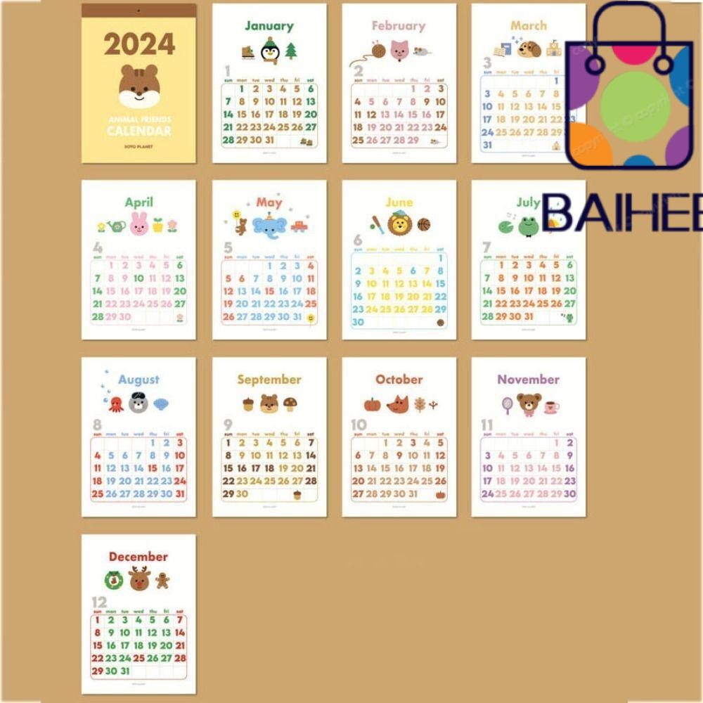 BAIHEE Wall Calendar, Hangable Paper Desk Calendar, Squirrel Pattern ...