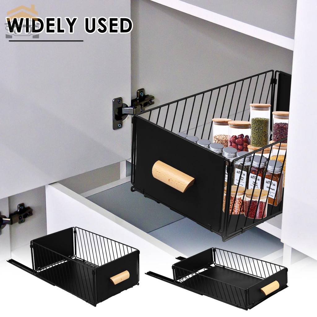 Slide Out Drawer Storage Shelf Metal Pull Out Cabinet Organizer ...