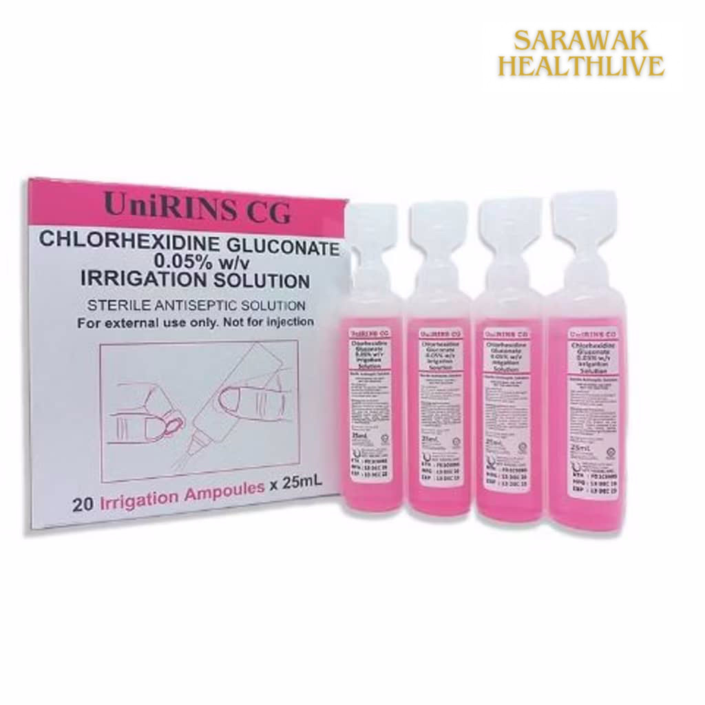 Unirins CG Chlorhexidine 0.05% W/V Solution 25ml x 20 Ampoules/1box ...