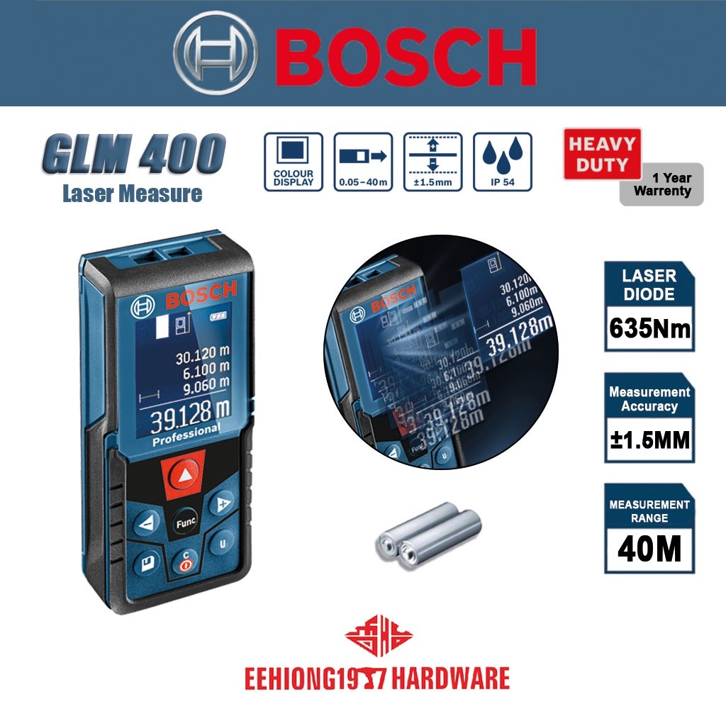 BOSCH GLM 400 Conversion At One Press Laser Measure Pengukur Jarak Jauh ...