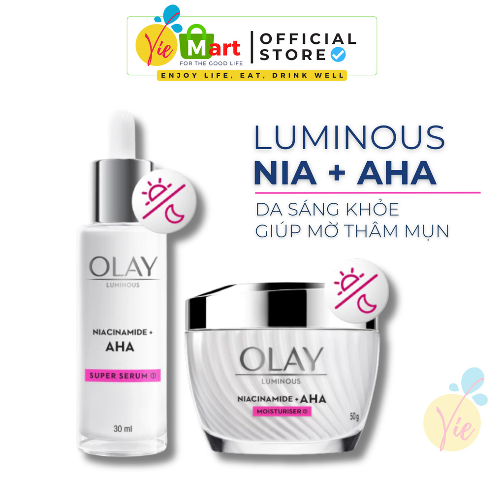 [COMBO] OLAY LUMINOUS NIACINAMIDE AHA - Moisturizing Cream & Serum ...