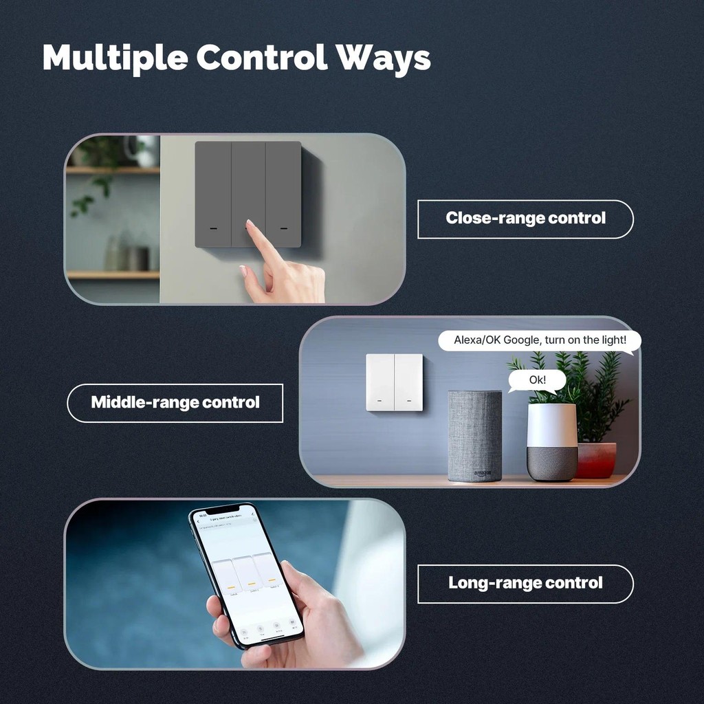 MOES Tuya Matter WiFi Smart Light Button Switch EU Verison Remote ...