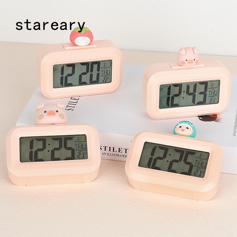 SY Cute Cartoon Mini Digital Alarm Clock Backlight Mute Calendar Clock ...