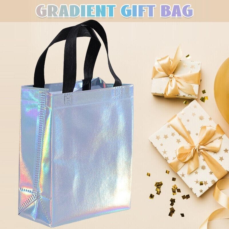 Beg Pembungkusan Hadiah, Tebal, Perak LaserSet 6, dengan Pemegang ...