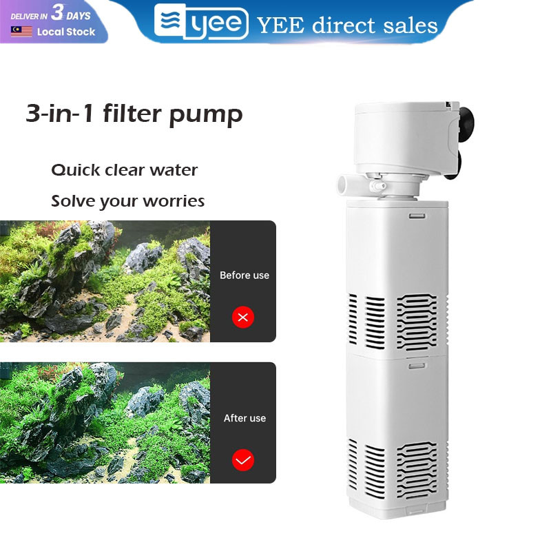 Yee 3-In-1 Filter Pump Fish Tank Filter Pump Circulation System Fish ...