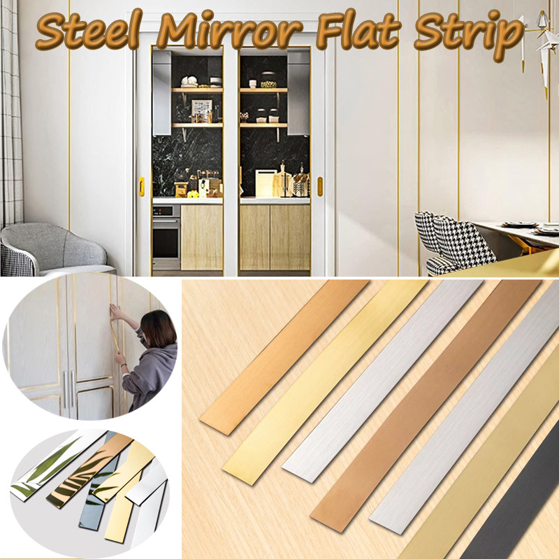 5M Stainless Steel Self-adhesive Mirror Flat Decorative Strip ...