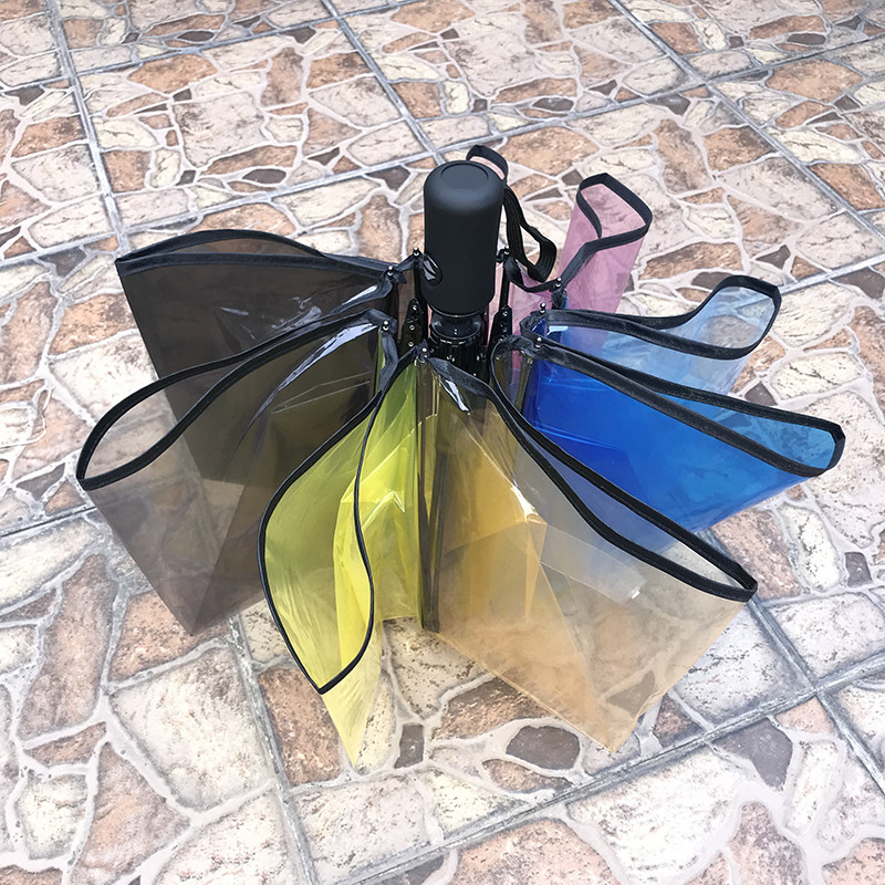 Rainbow Transparent Umbrella Female Folding Fully Automatic Small Fresh ...