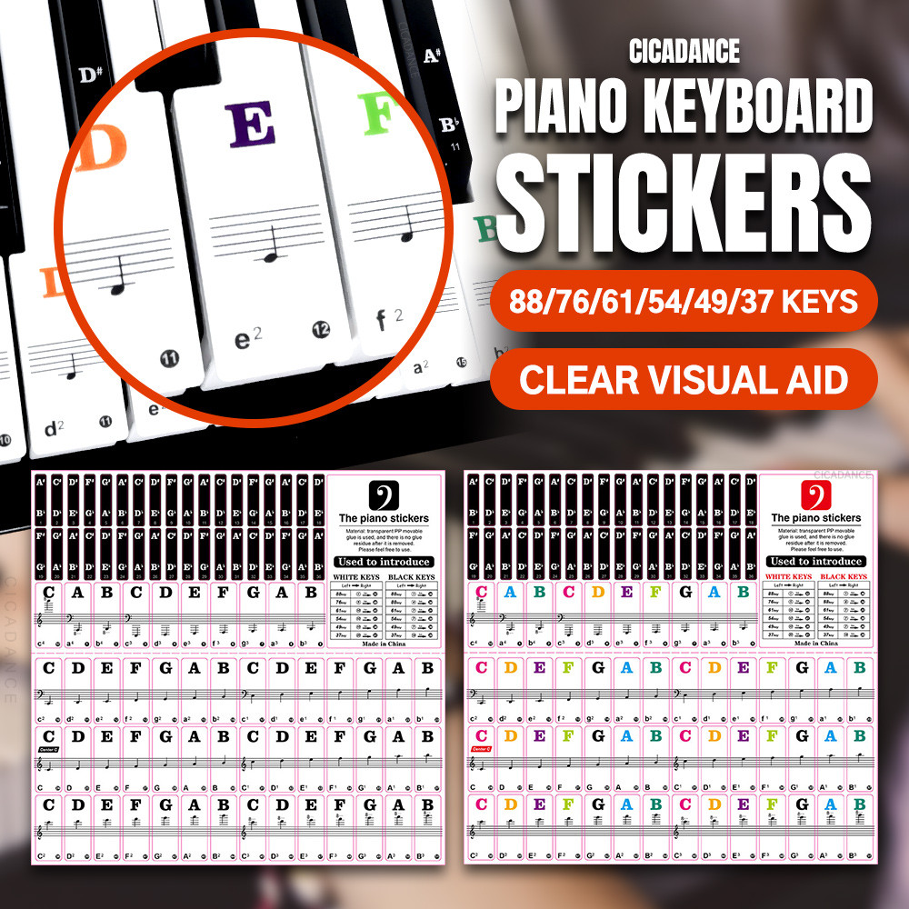 (Ready Stock) Piano Keyboard Stickers 88/76/61/54 Keys Removable ...