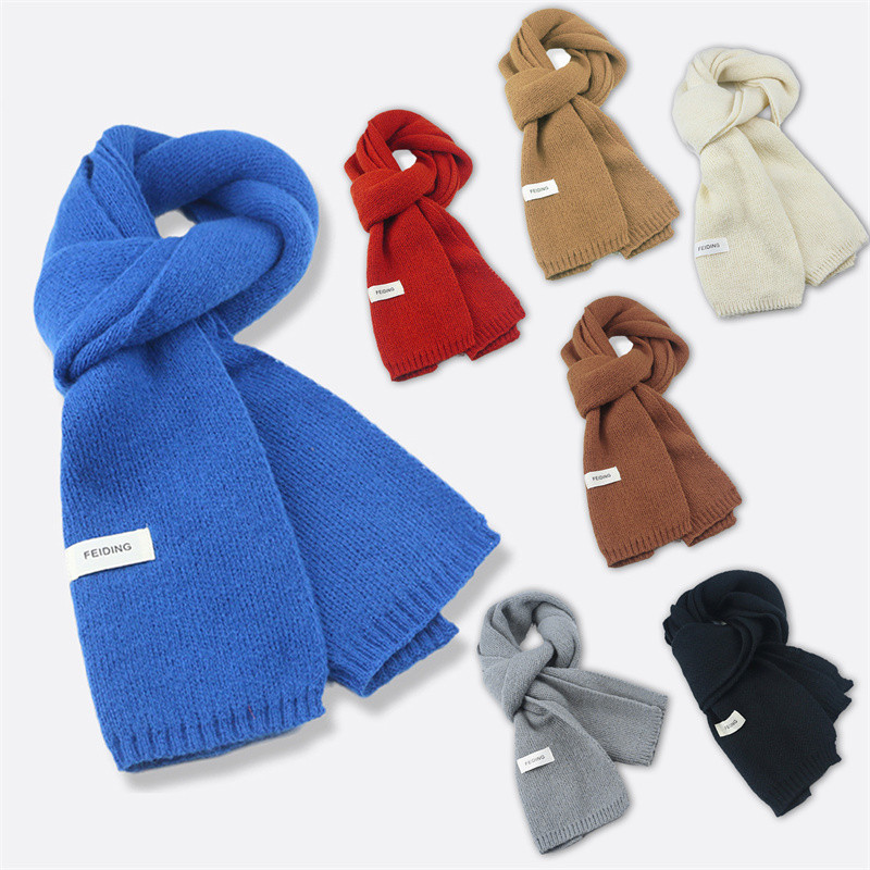 Scarf Solid Color Winter Warm Scarf for Women Knitting Wool Thermal ...