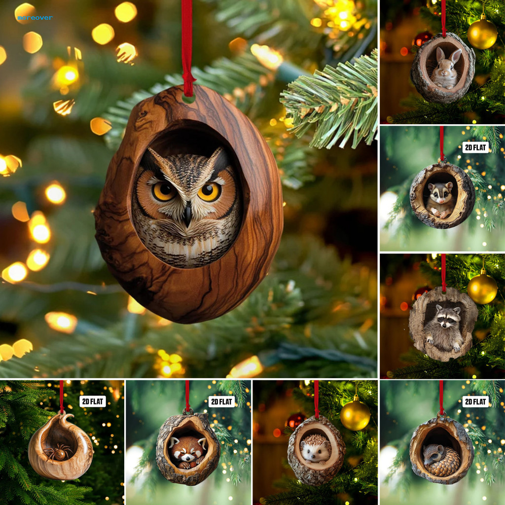MORE Christmas Tree 2d Acrylic Ornaments Festive Wildlife Ornaments 2 ...
