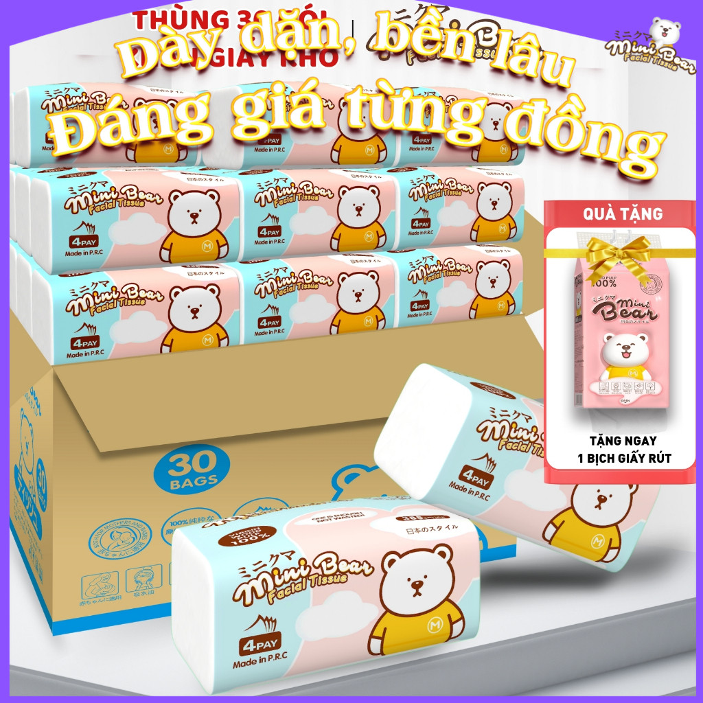 Japanese Minibear premium tissue paper, 1 carton, comes with 4-layer ...