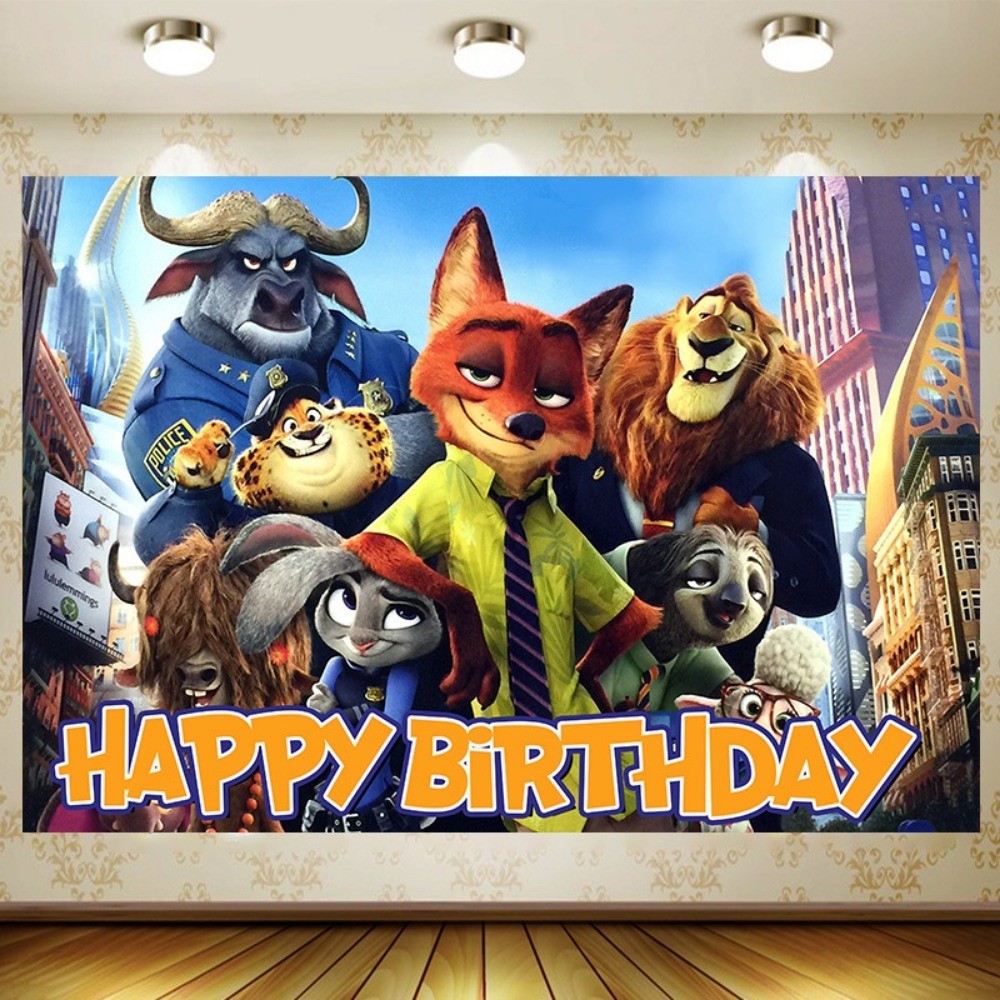 Zootopia Backdrop Judy Nick Cartoon Baby Girl Gifts Birthday Party ...